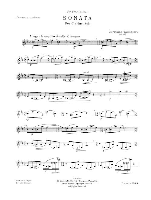 Sonata for Clarinet Solo - Digital (Not Printable)