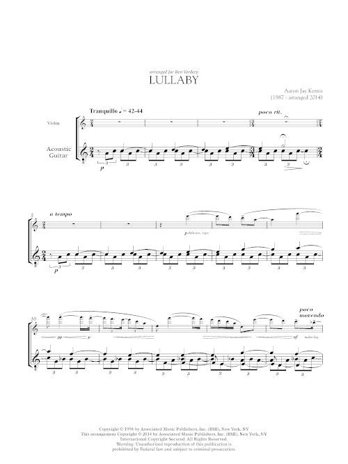 Lullaby (for violin and guitar) - Digital (Not Printable)